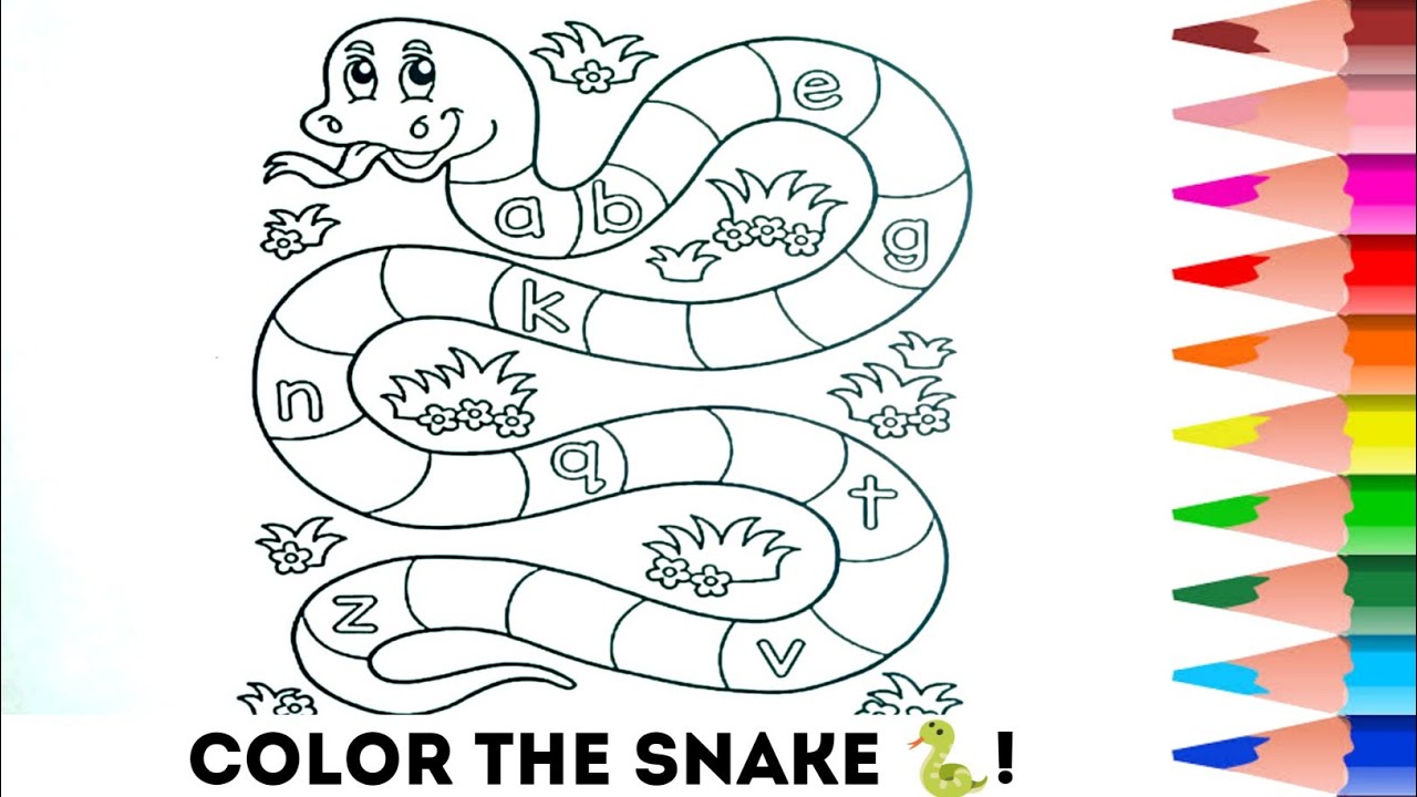 S for Snake 🐍| Color The Snake| Coloring Tutorial For Kids 😊 - YouTube