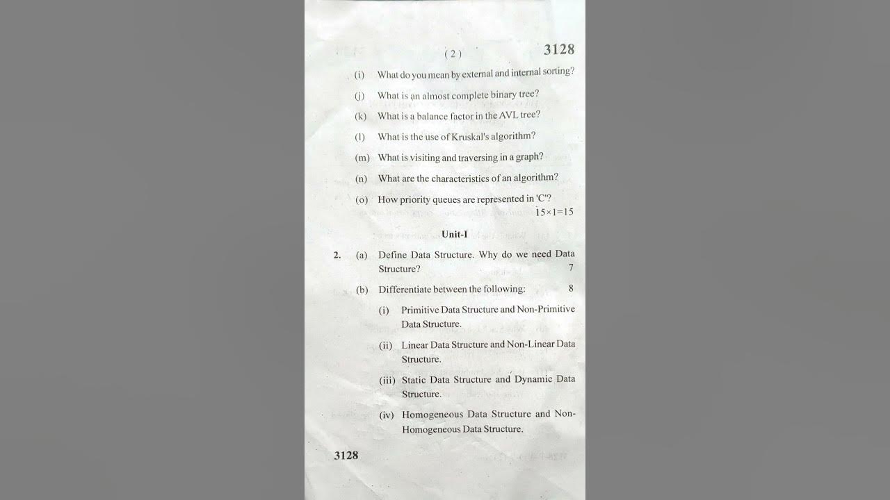 Data Structures & Algorithms 2024/25 PYQ | PCC-CSE-203-G | BTech CSE 3rd Semester MDU - YouTube