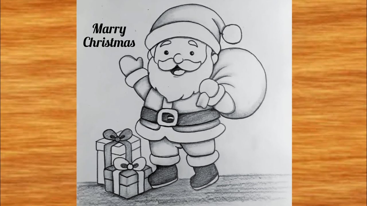 Marry christmas Drawing || Santa claus Drawing very easy step by step ...