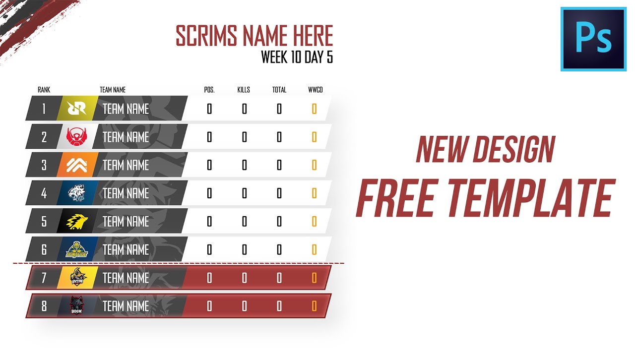 PUBG Mobile/Esports Points Table Design + Free Template | A New Design ...