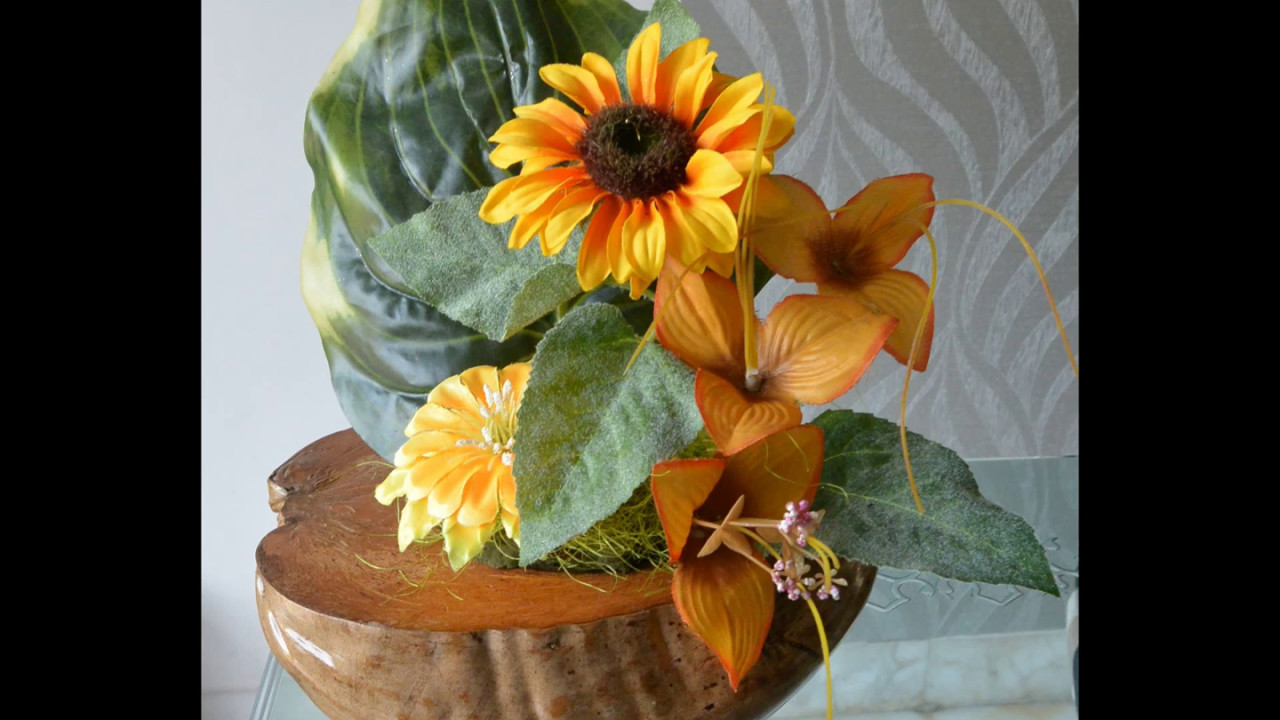 Flower Arrangement in a coconut shell - YouTube