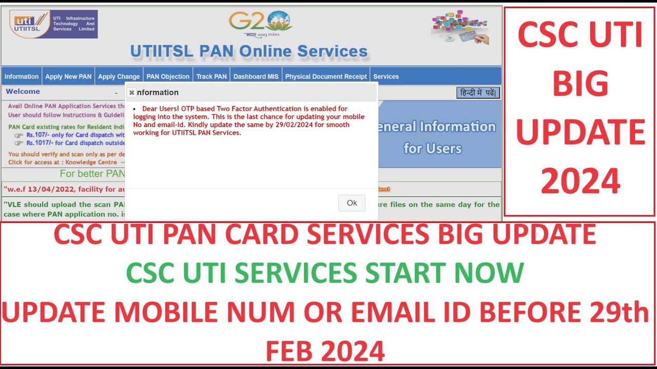 CSC UTI PAN SERVICES BIG UPDATE 2024 | CSC UTI ID 2024 #csc #cscvle # ...