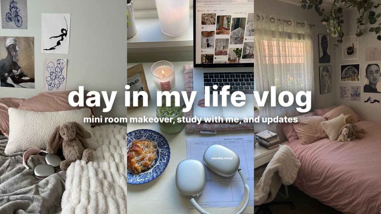 vlog: mini room makeover, study with me, updates, and more! - YouTube