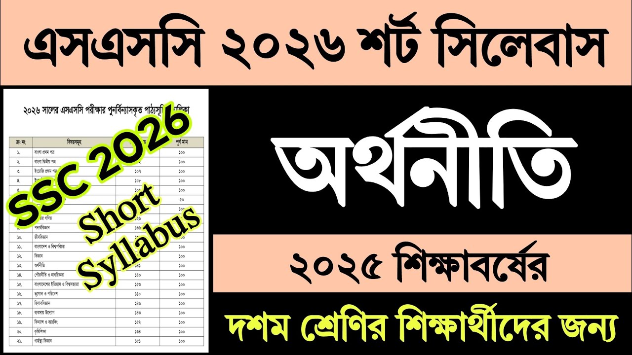 SSC 2026 Short Syllabus Economics | এসএসসি ২০২৬ শর্ট সিলেবাস অর্থনীতি ...