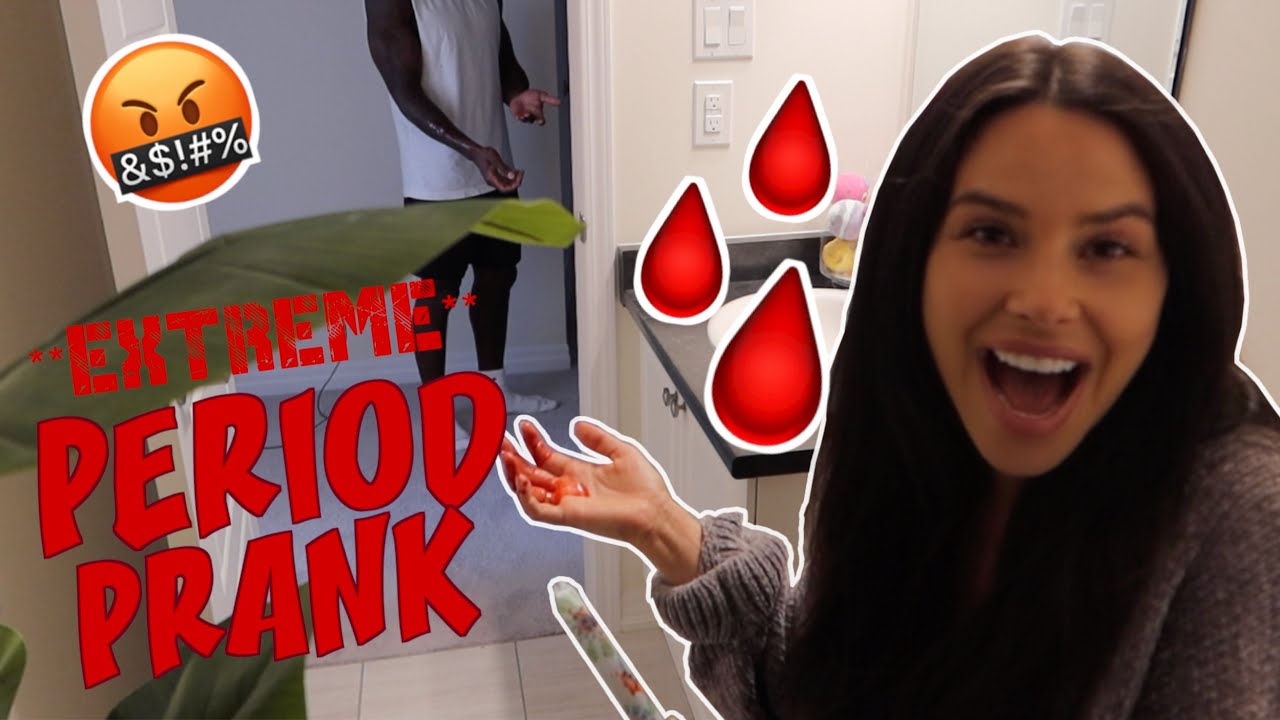 PERIOD PRANK ON MY BOYFRIEND!!!! *HE FLIPS* - YouTube