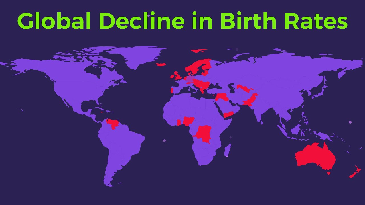 Map: Global Decline in Birth Rates: 1950-2024 - YouTube