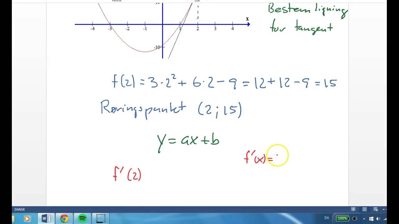 Differentialregning - Ligning for tangent Ma stx - YouTube