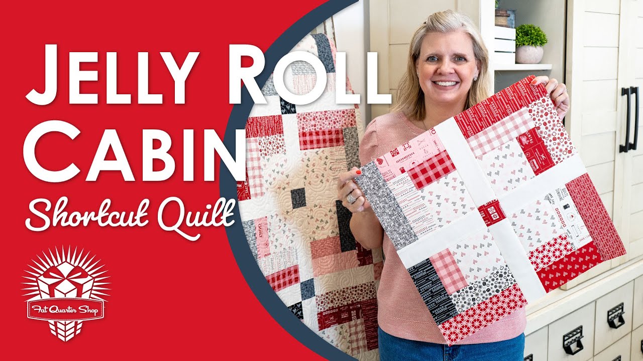 EASY LOG CABIN QUILT! Jelly Roll Cabin 🏠 Shortcut Quilt 📌Save this ...