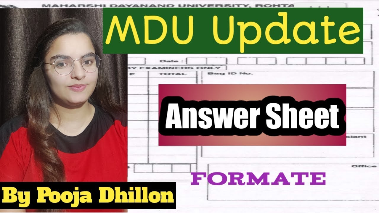 MDU online Exam answer sheet formate||MDU Online exam front page - YouTube