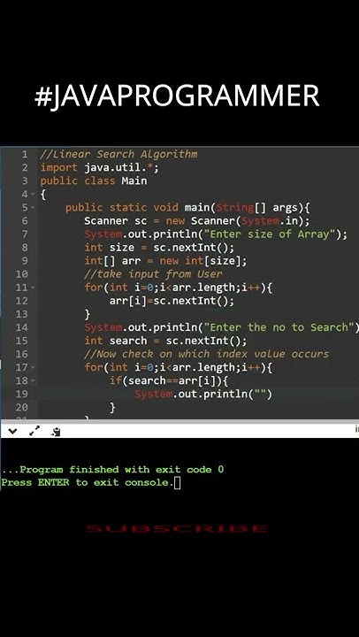 7 Linear Search Algorithm Java Program Javaprogrammer Codingislife Youtube 