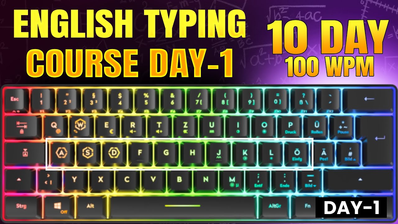English Typing Course-Day 1 | Typing Lessons | Touch Typing Course ...