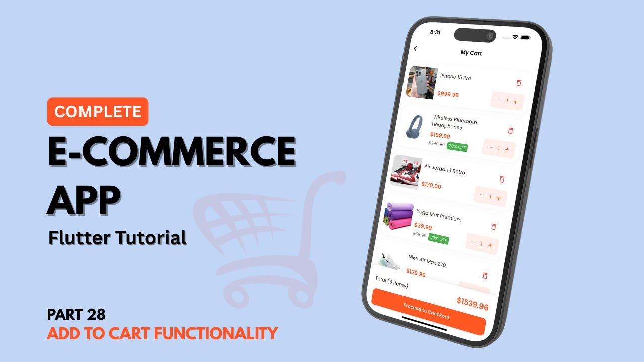 Part 28 | Complete Flutter Firebase E-Commerce App | Add to Cart Functionality | Mobile App ...