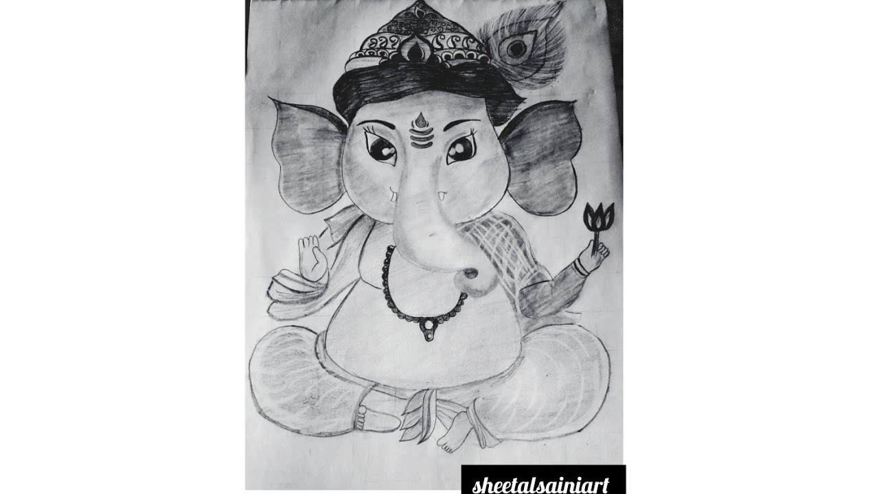How to Draw Ganapti Ganesh With Modak- Pencil Chitra| Ganesh Chaturthi ...