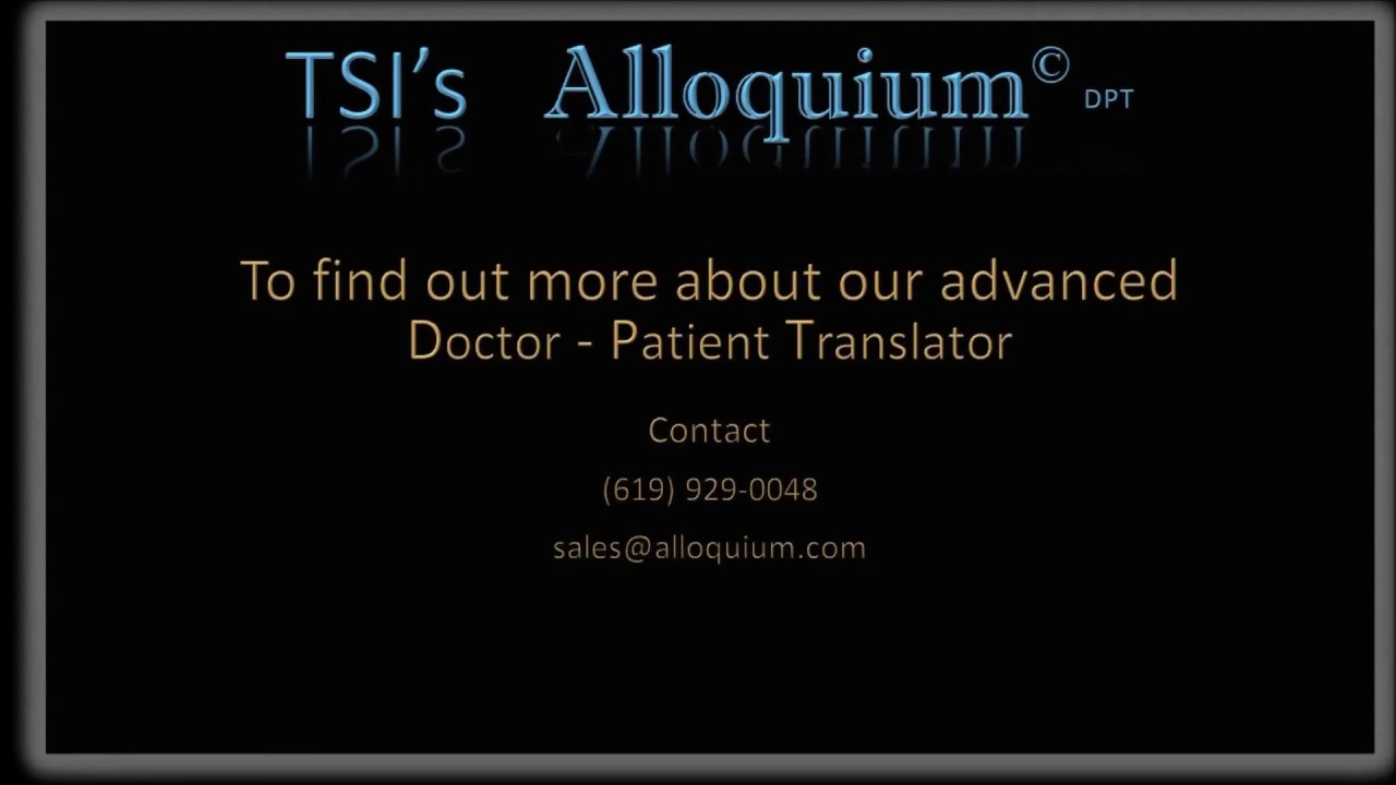 TSI's - Doctor Patient, Language Translation System - YouTube
