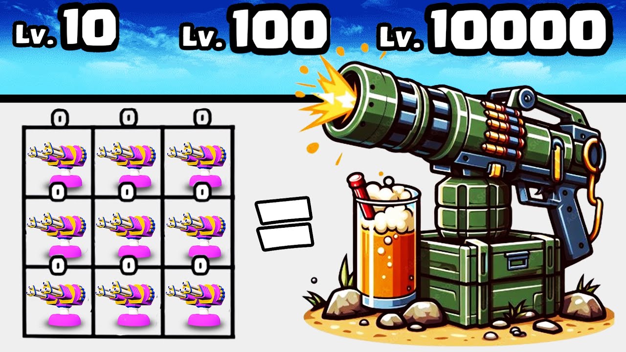 Tower Gun Army Merge Defense - Gameplay Level Up Gun Max Level - YouTube
