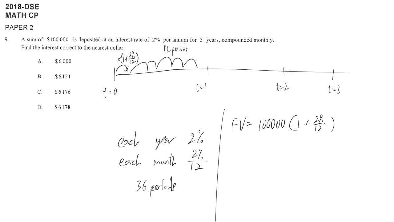 DSE maths core 2018 paper2 #09 percentage compounded interest - YouTube
