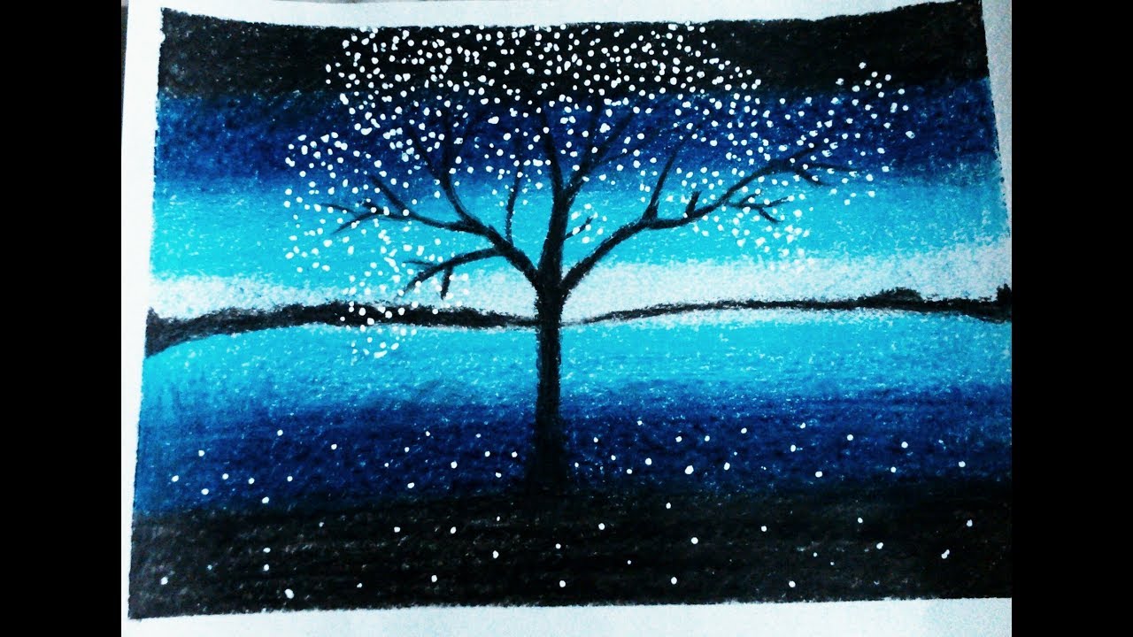 Frozen Night Scene Drawing with Oil Pastels for Beginners. - YouTube