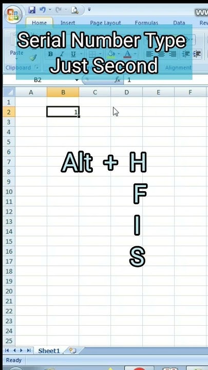 Automatic Serial Number In Excel Serial Number Type Just Second Exceltutorial Exceltips