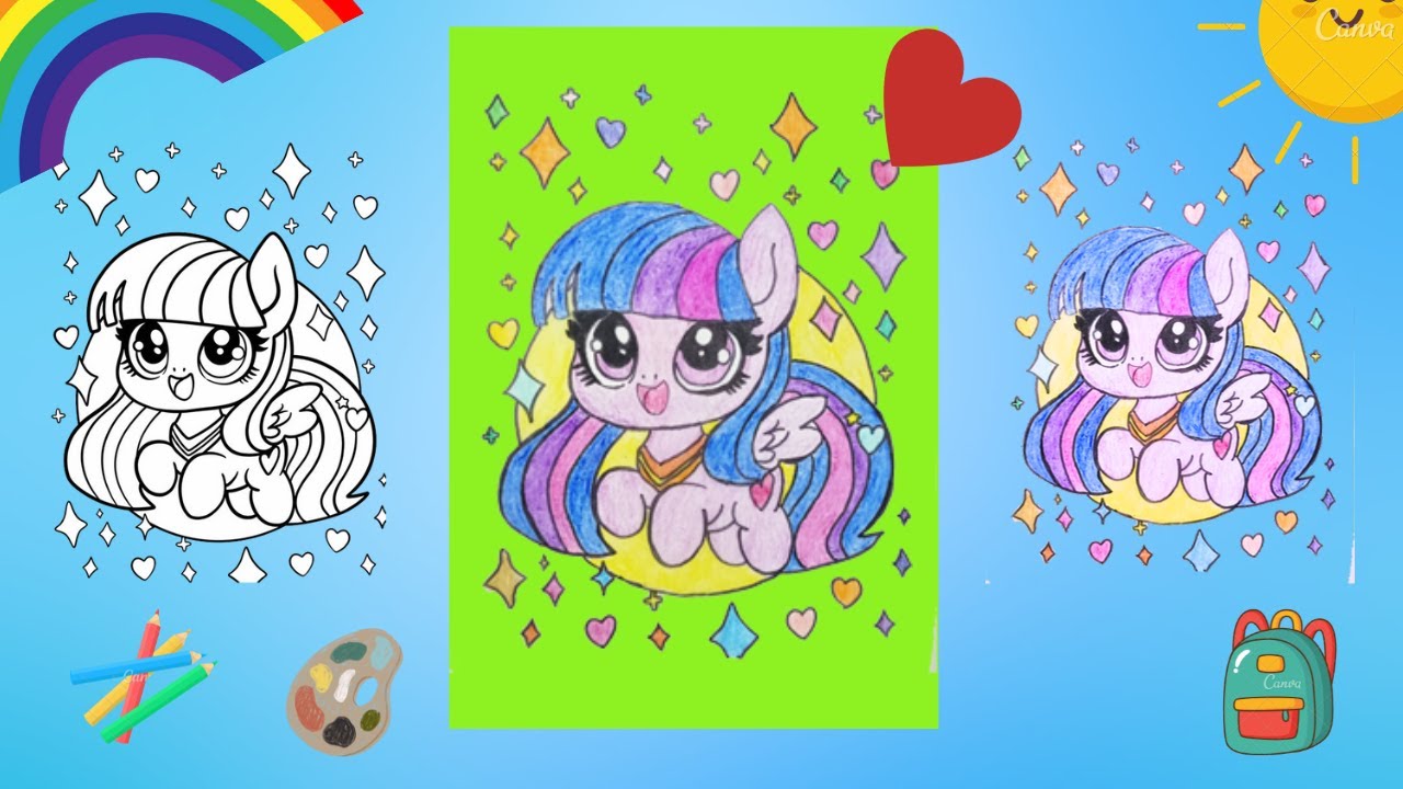 Easy Drawing My Little Pony with Tracing Paper. Coloring Twilight ...