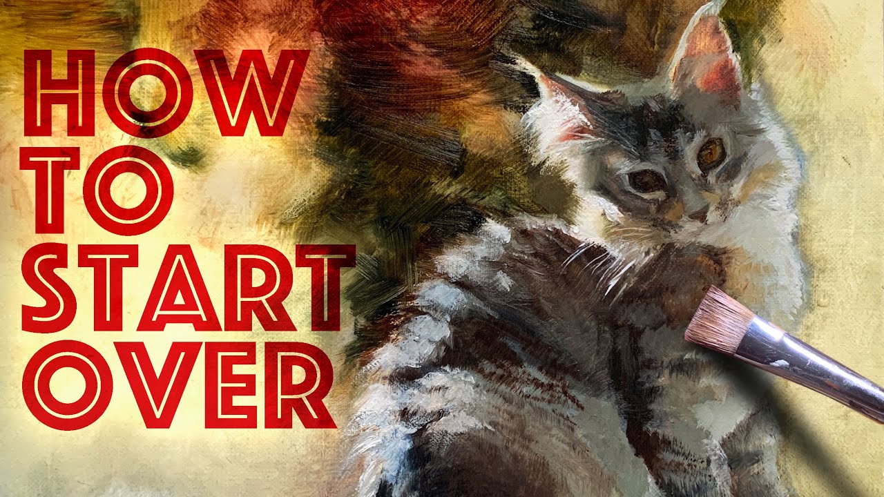 Oil Painting FAIL: How to start over | Painting a Maine Coon kitten ...