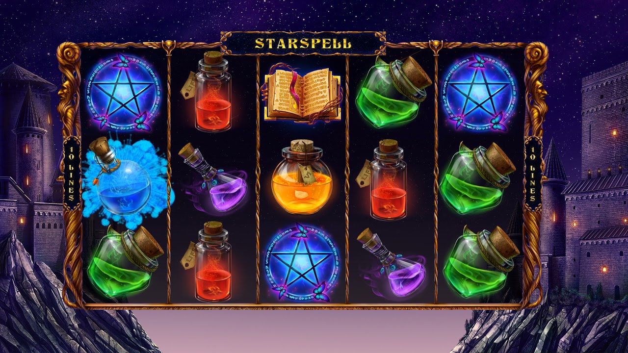 "Starspell" slot machine. Spin Animation with effects of winnings - YouTube