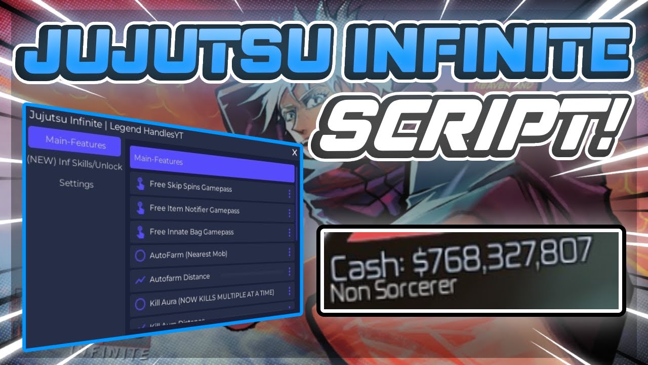 Jujutsu Infinite Script Gui / Hack (INF CASH, KILL AURA, GODMODE, AND MORE) *NO KEY* - YouTube