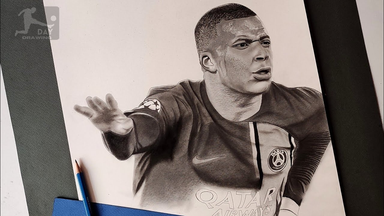 Kylian Mbappe Paris Saint-Germain . day drawing || Drawing Kylian ...