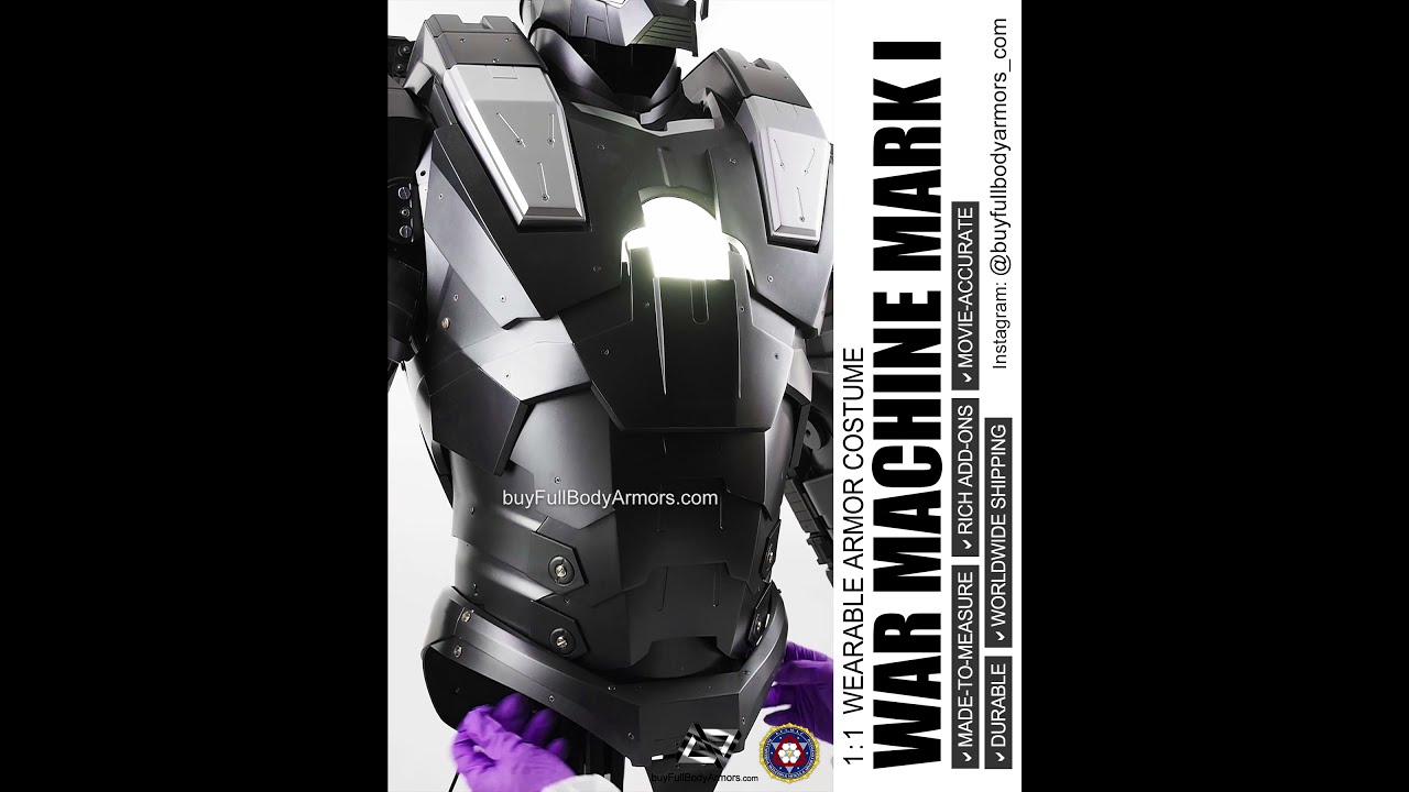 New War Machine Mark 1 Armor Costume Suit Wasit Movement - YouTube