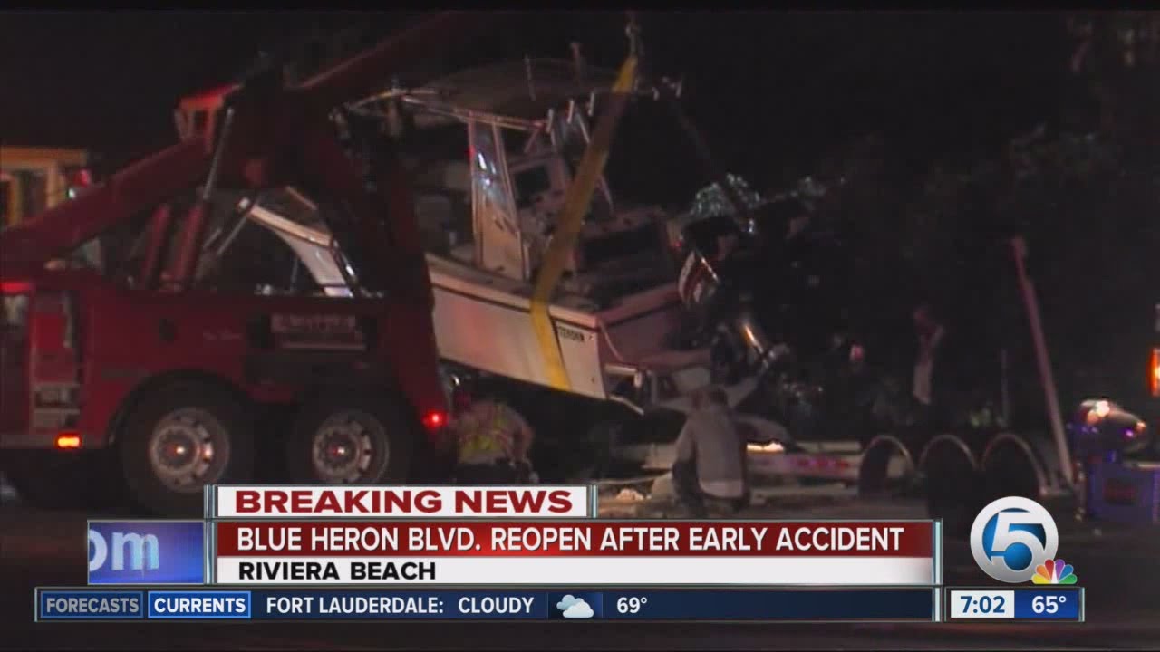 Truck hauling boat involved in crash in Riviera Beach - YouTube