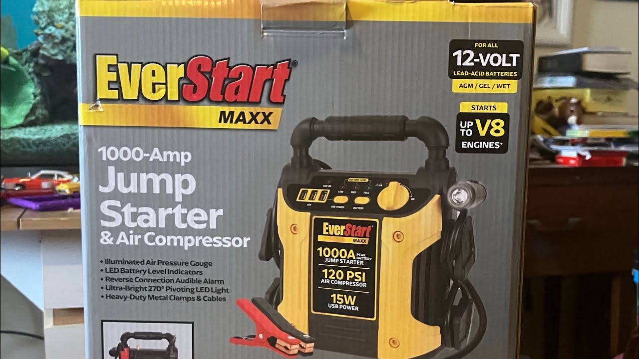 EVERSTART MAXX 1000 AMPS JUMP STARTER & AIR COMPRESSOR WITH USB PORTS ...