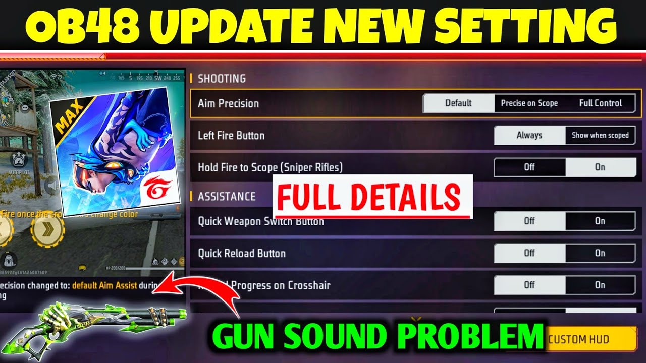 Free Fire New Setting After Ob48 Update | FF Gun Sound Problem | New ...