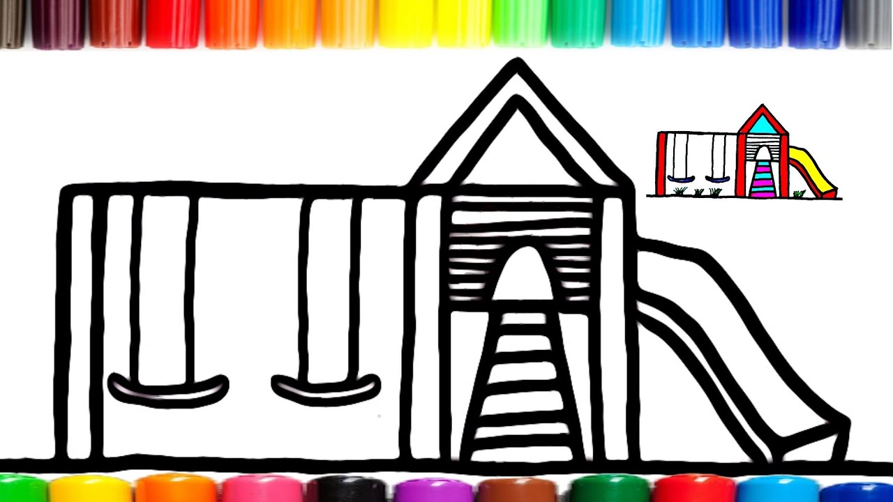 Swing Cradle Drawing/How To Draw Slide And Swing Playground For Kids ...