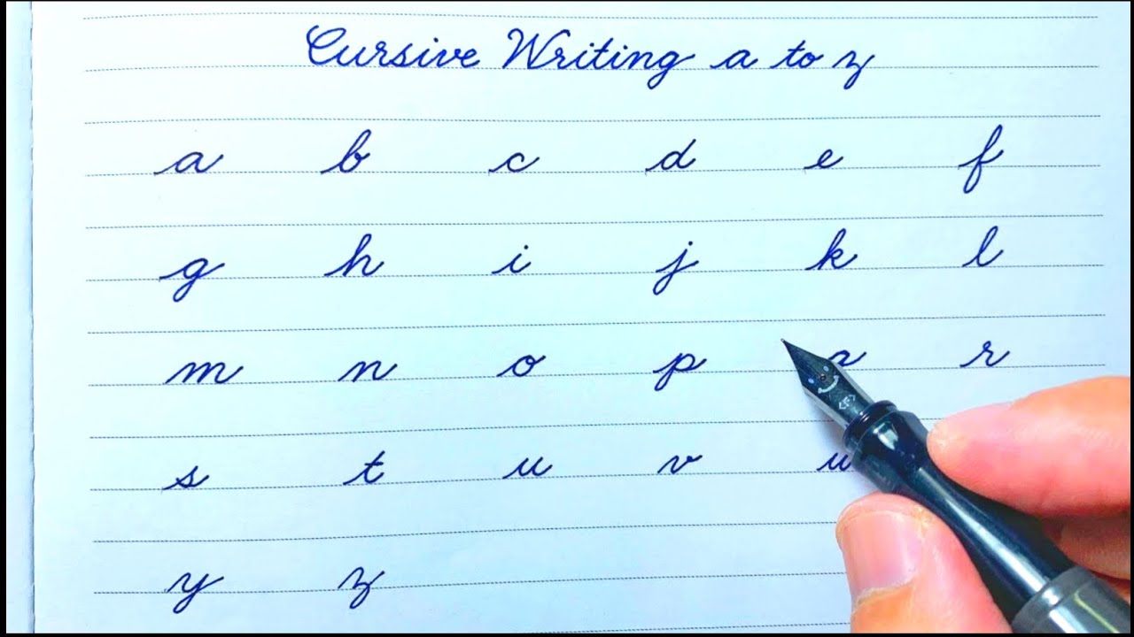 Cursive writing a to z with a fountain pen | Cursive small letters abcd ...