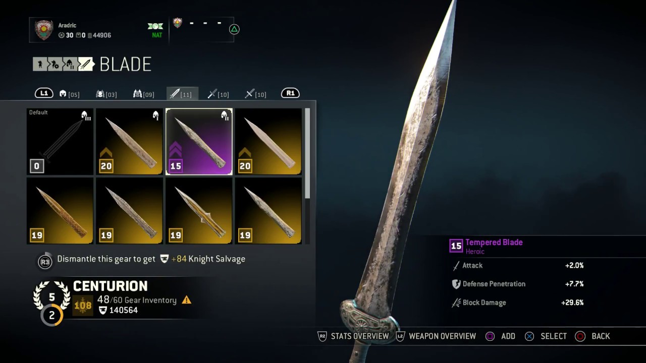For Honor - Centurion [Heroic] Weapon Set - Tempered - Blade, Hilt, and ...