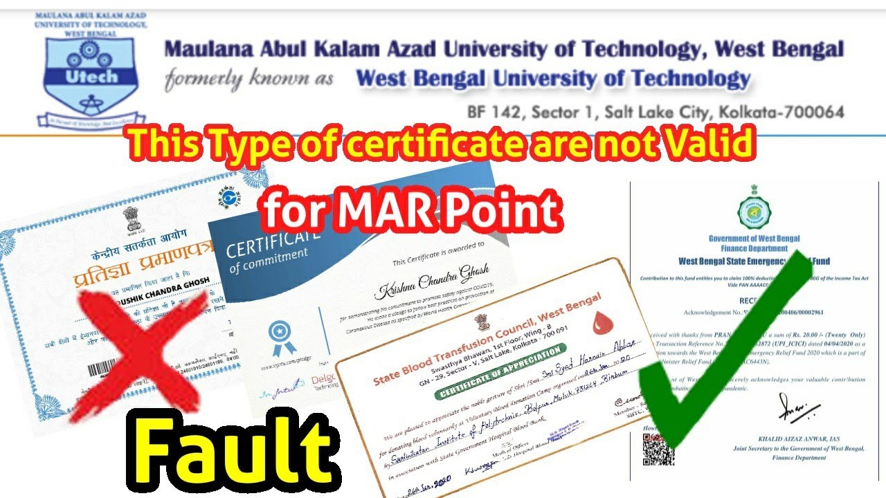 This type of certificate are not valid for MAKAUT MAR POINT - YouTube