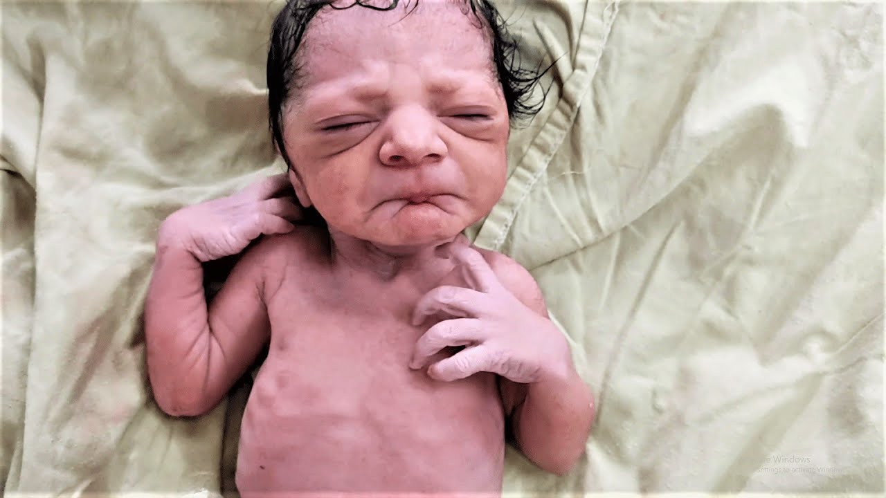 Old looking Newborn BABY cry after mamma is so Cute - YouTube