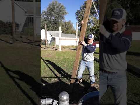 Setting a telephone pole with no help and no heavy equipment - YouTube