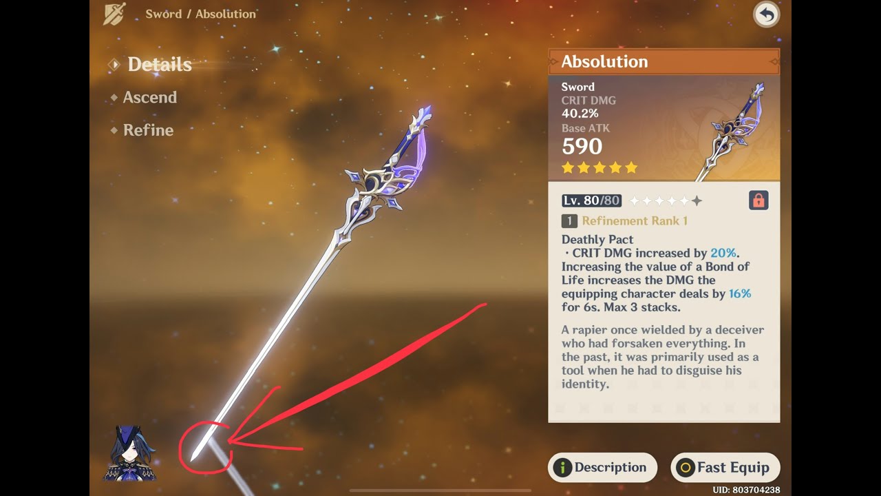 Clorinde Signature Weapon | Absolution ‘s reflection is absolutely OFF ...