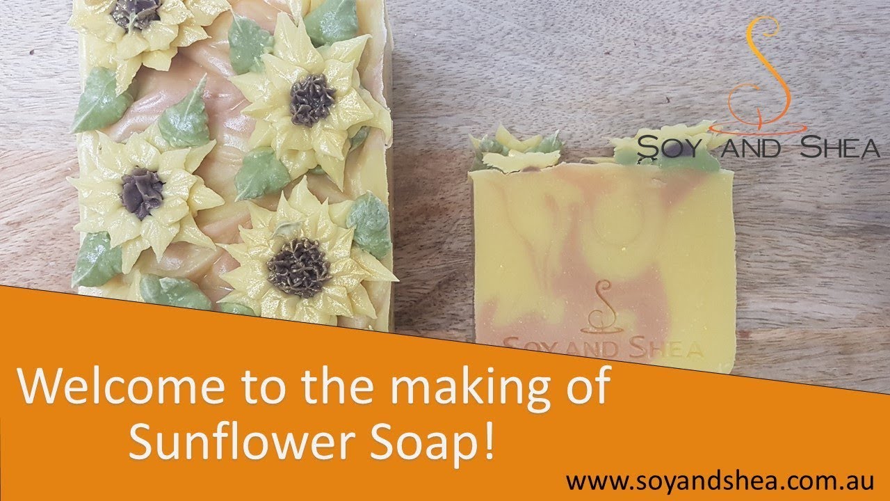 Sunflower Cold Process Soap - making and cutting - YouTube