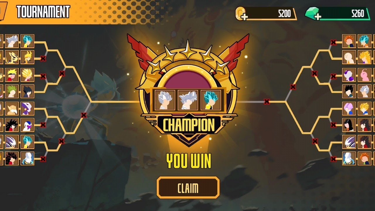 Stickman Warriors Goku, Jiren, Whis, Gogeta vs Evil Trunks, Vegeta ...