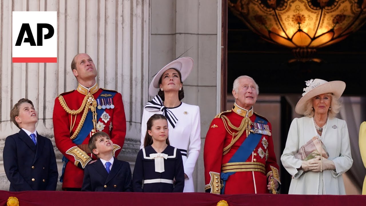 Royal family, including Princess Kate, watch fly-past from Buckingham ...