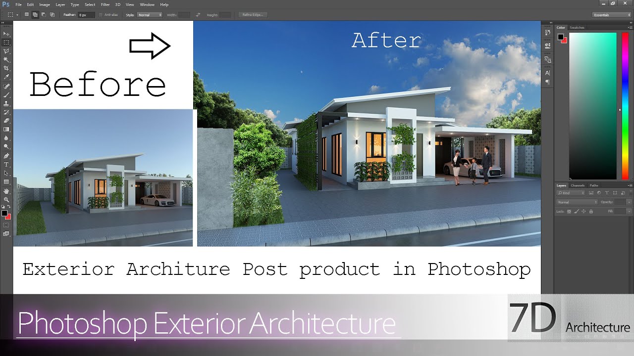 Exterior Architecture Post-production in Photoshop Tutorial - YouTube