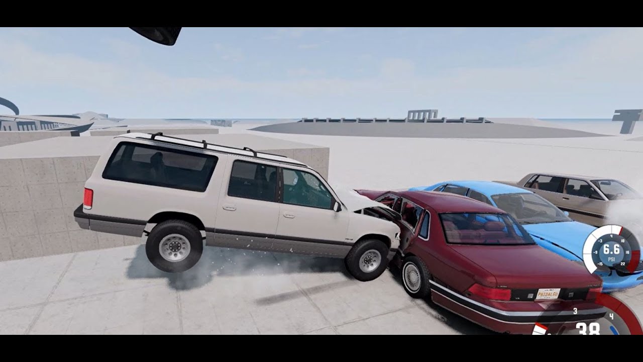 BeamNG Drive - Jump on top of Building and run 3 cars off the roof ...