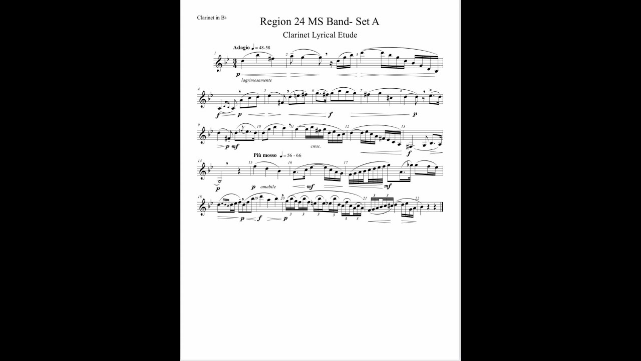 Region 24 MS 2023 Clarinet Lyrical Etude at Practice Tempo - YouTube
