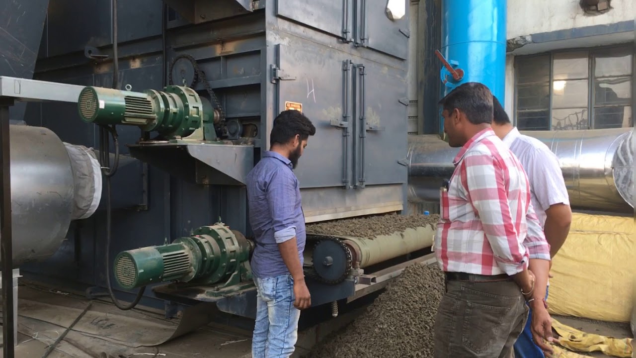 Textile sludge drying machine mesh belt dryer - YouTube