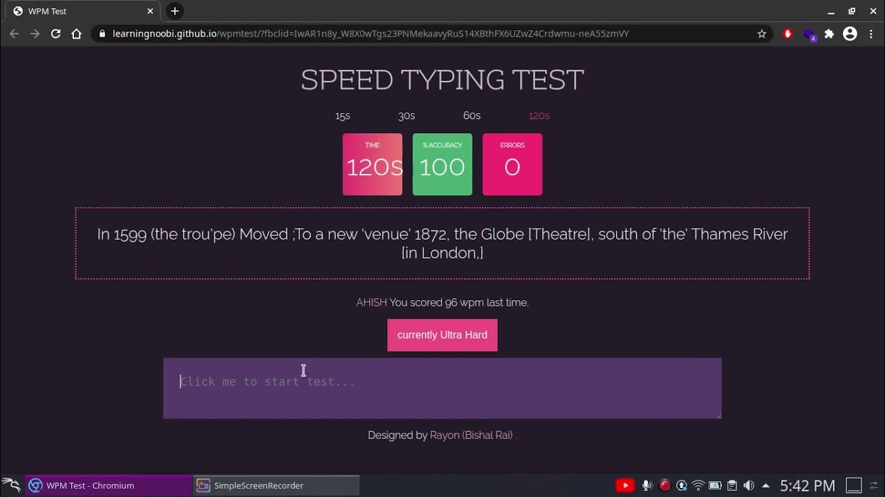 JavaScript Typing Test Website - YouTube