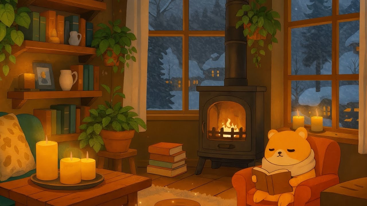 Relaxing by the Fireplace with Chill Hammy 🐻🔥 Lofi Study Beats + Gentle ...