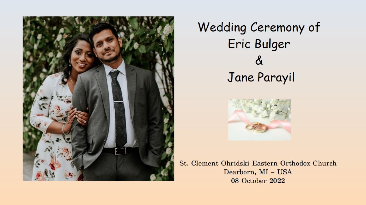 Wedding Ceremony of Eric Bulger and Jane Parayil - YouTube