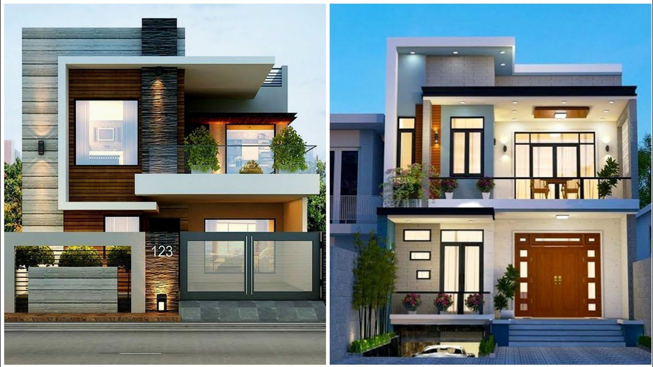 Simple Modern Double Floor Front Elevation Design 2023 Indian | New House Front Elevation Design ...
