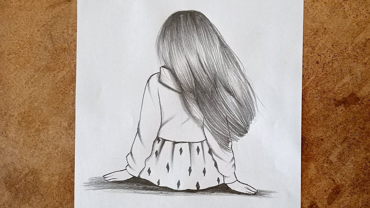 How to draw a sitting girl backside very easy -drawing|pencil sketch ...